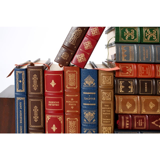 Collection Gilt Leather Bound Library Book Twenty Seven Volumes | Chairish