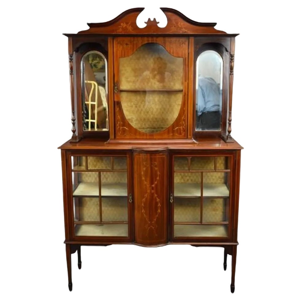 Victorian Display Cabinet in Mahogany Inlaid, 1890 | Chairish