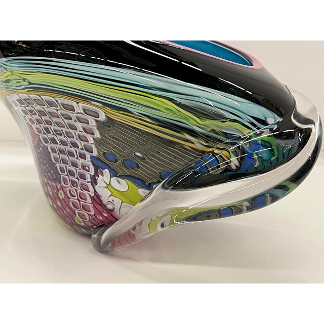 Vintage 1992 Oceanic Wave Series Hand-Blown Glass Vase by Peter ...