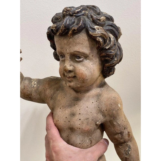 18thc French Antique Carved and Polychromed Putto/ Cherub/ Baby Wood ...