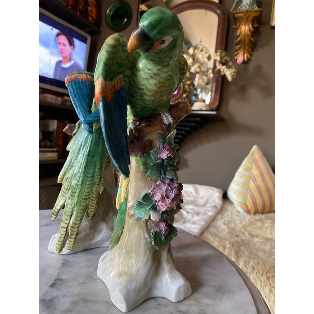 Antique 1900s Pair Sitzendorf Hand Painted Porcelain Birds Parrots ...