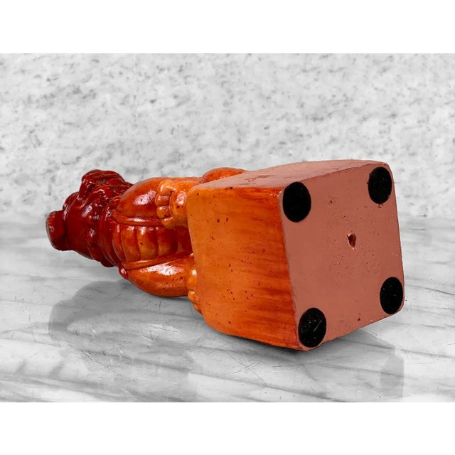 Vintage Chinese Terracotta Orange Red Foo Dog Sculpture | Chairish