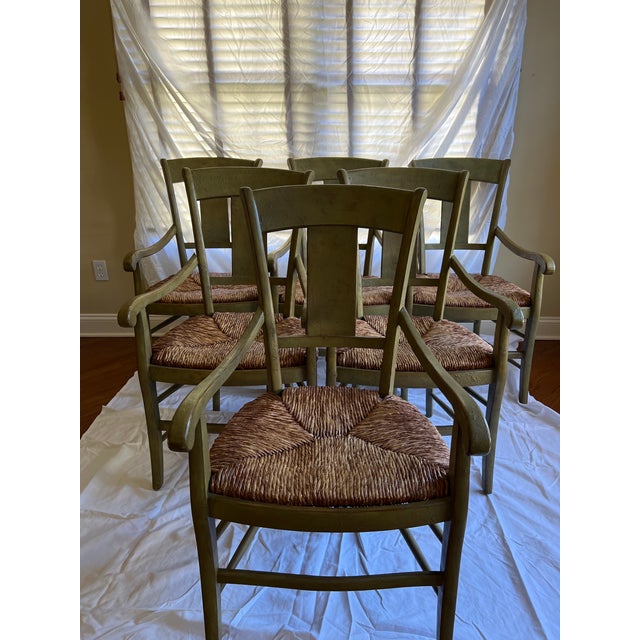 Modern Classic Rattan Weave Dining Chairs - Set of 6 | Chairish