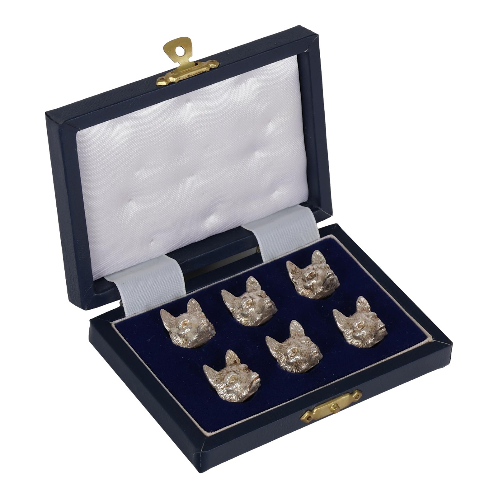 Mid 20th Century Asprey London Sterling Silver Fox Head Place Card ...