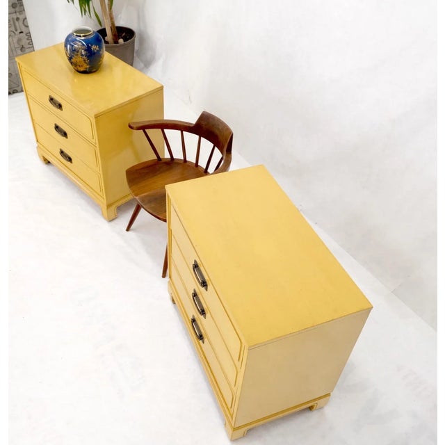 Pair Davis Mid-Century Modern Lemon Yellow Drop Pulls 3 Drawers ...