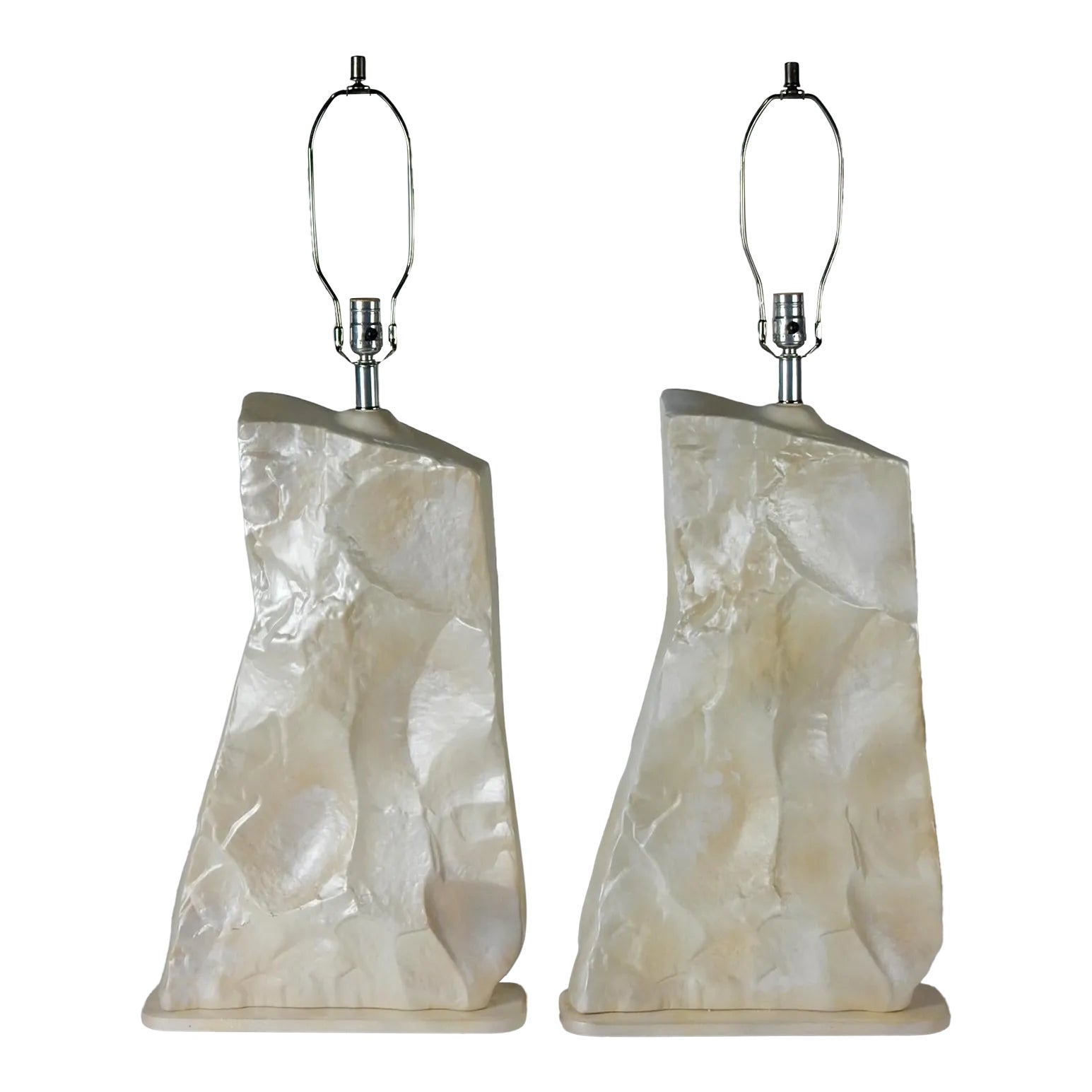 Pair of Faux Rock Stone Table Lamps, 1970's | Chairish