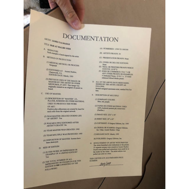 1990s James Talmadge "Bar at Malibu Pier" Limited Edition Signed and ...