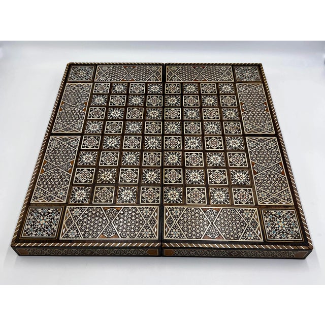 Vintage Arabesque Inlaid Backgammon & Chess Game Board | Chairish