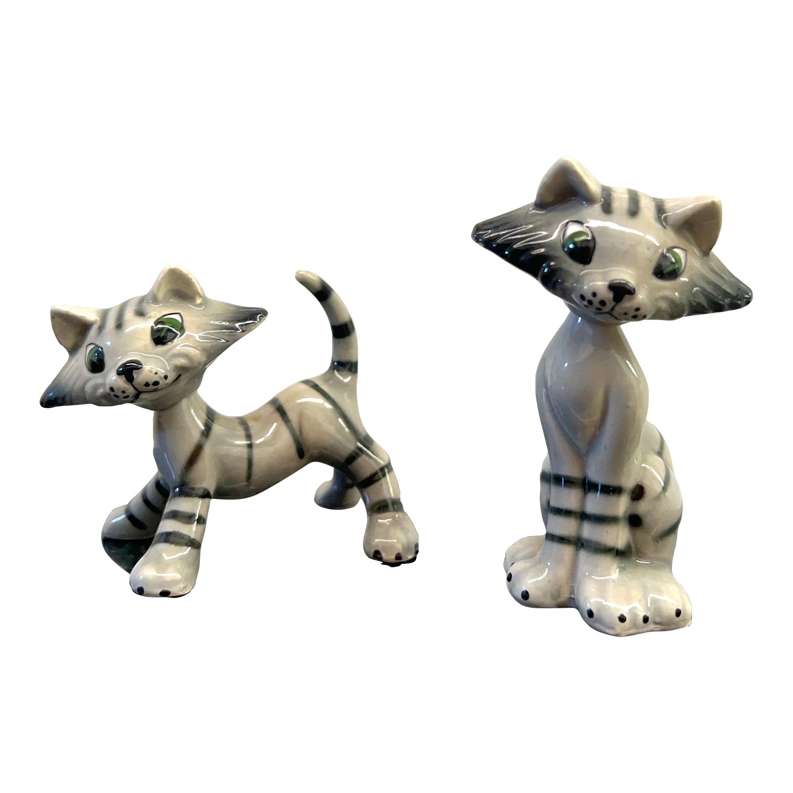 1950’s Porcelain Bobble Head Cats - a Pair | Chairish