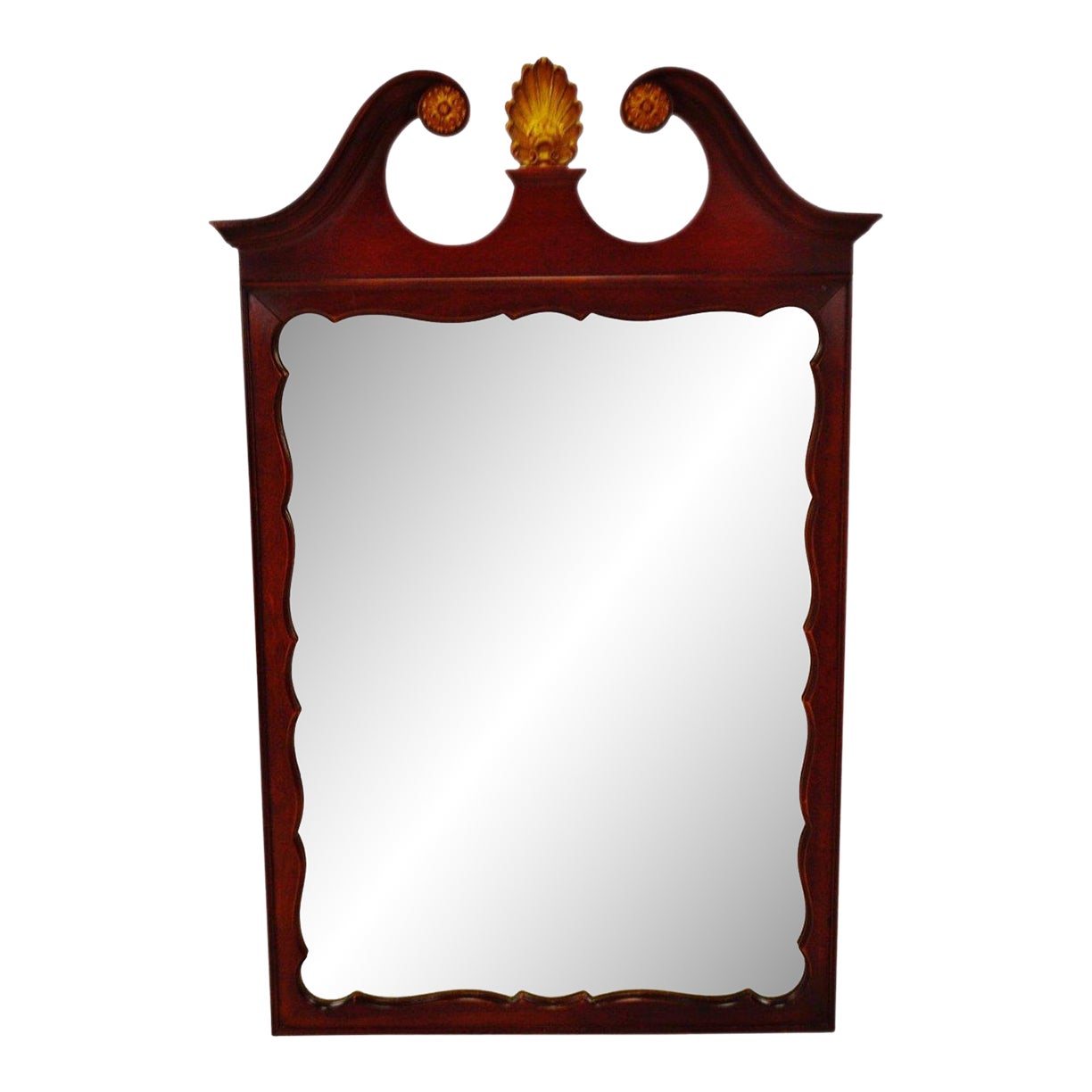 Vintage Chippendale Style Gilt Shell Design Wall Mirror | Chairish