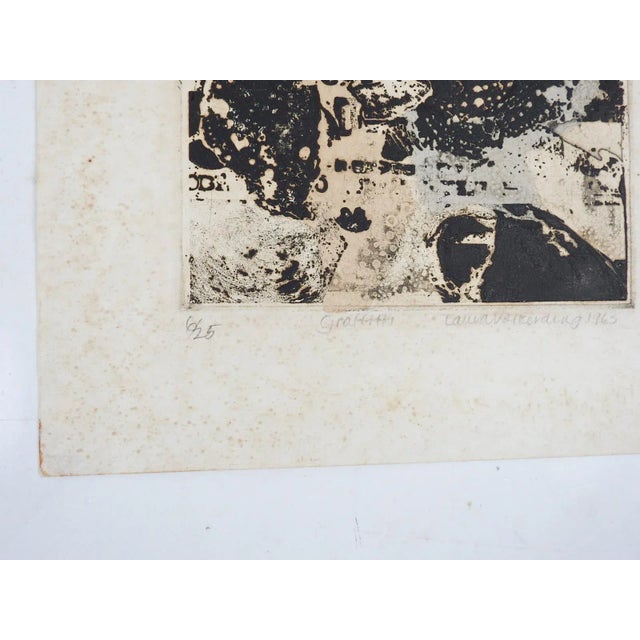 1963 Abstract Etching by Laura Volkerding | Chairish