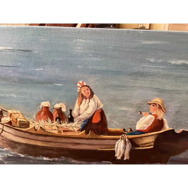 Original French Boat & Sea Painting | Chairish