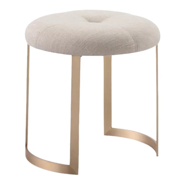 Modern Matte Gold Moon Stool | Chairish