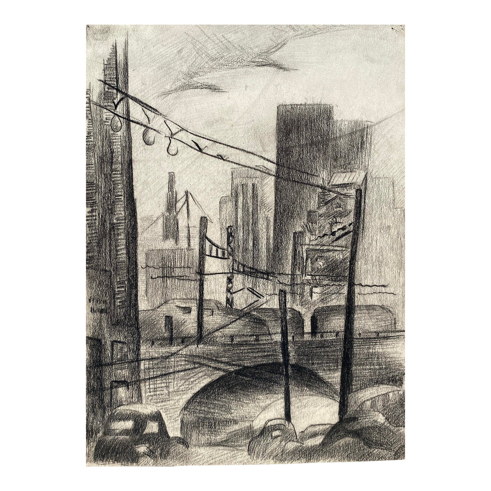 1940s Frank Wallace Philadelphia Cityscape | Chairish