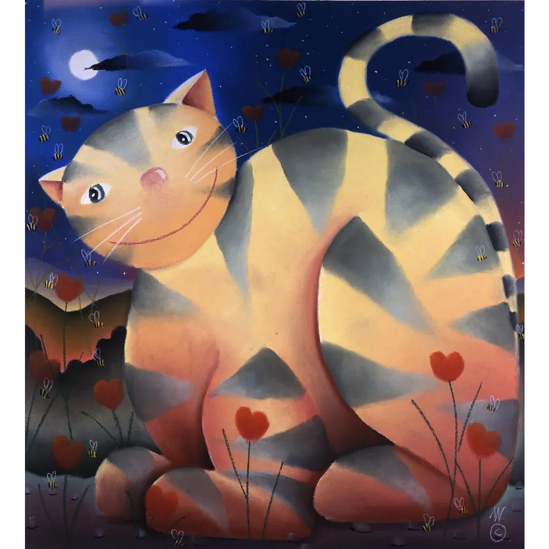 Mackenzie Thorpe "Love Cat" Hand Signed Numbered Serigraph Art Print on ...