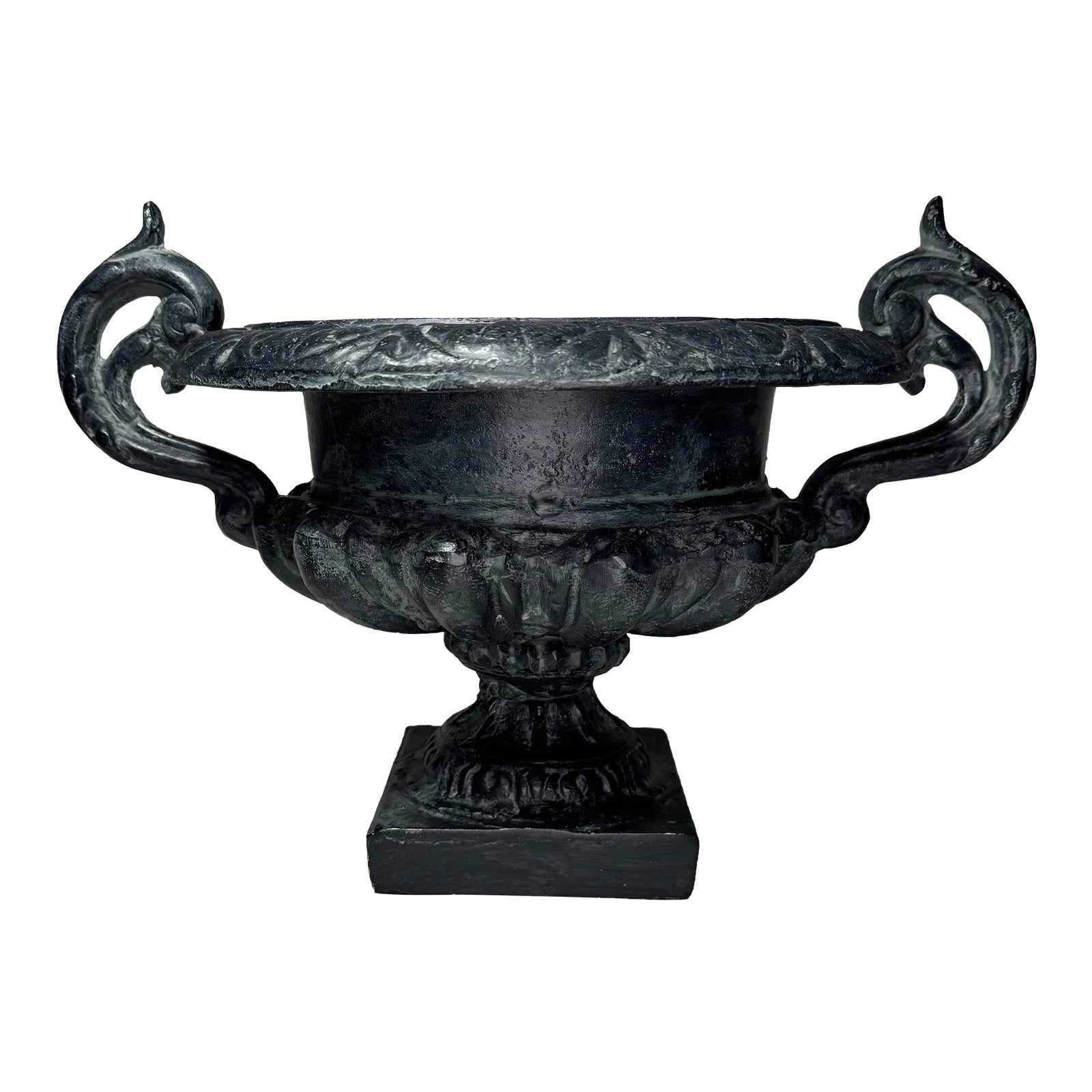 Large French Baroque Style Double Handled Urn, Black Finish | Chairish