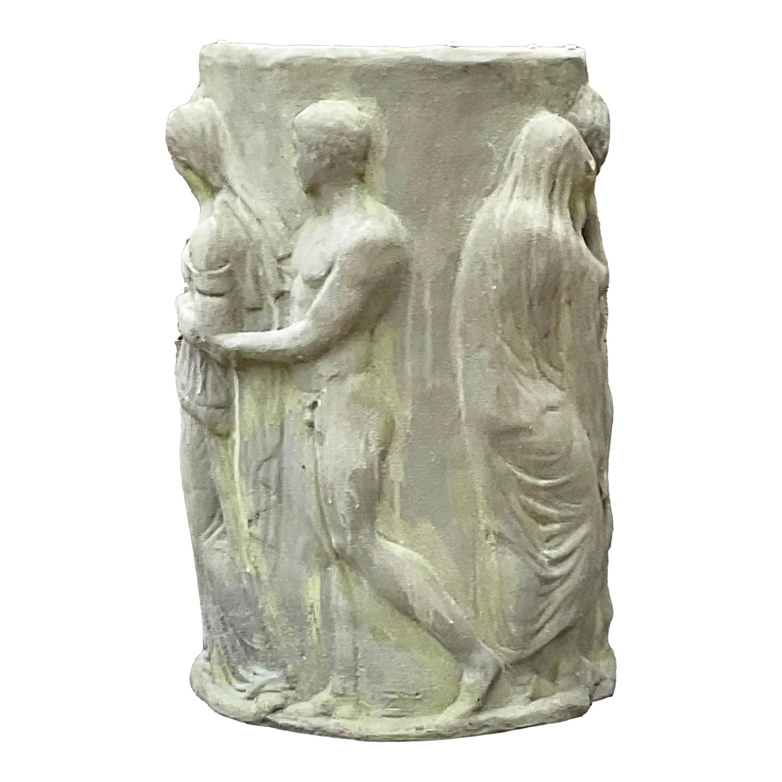 Vintage Boho Grand Tour Relief Pedestal | Chairish