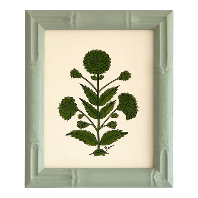 Hand-Painted Jaipuri Green Floral Motif Painting in a Hand-Painted ...