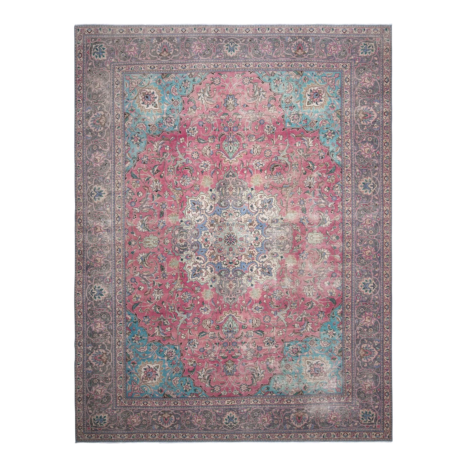 1970s Vintage Persian Handmade Wool Pink Area Rug | Chairish