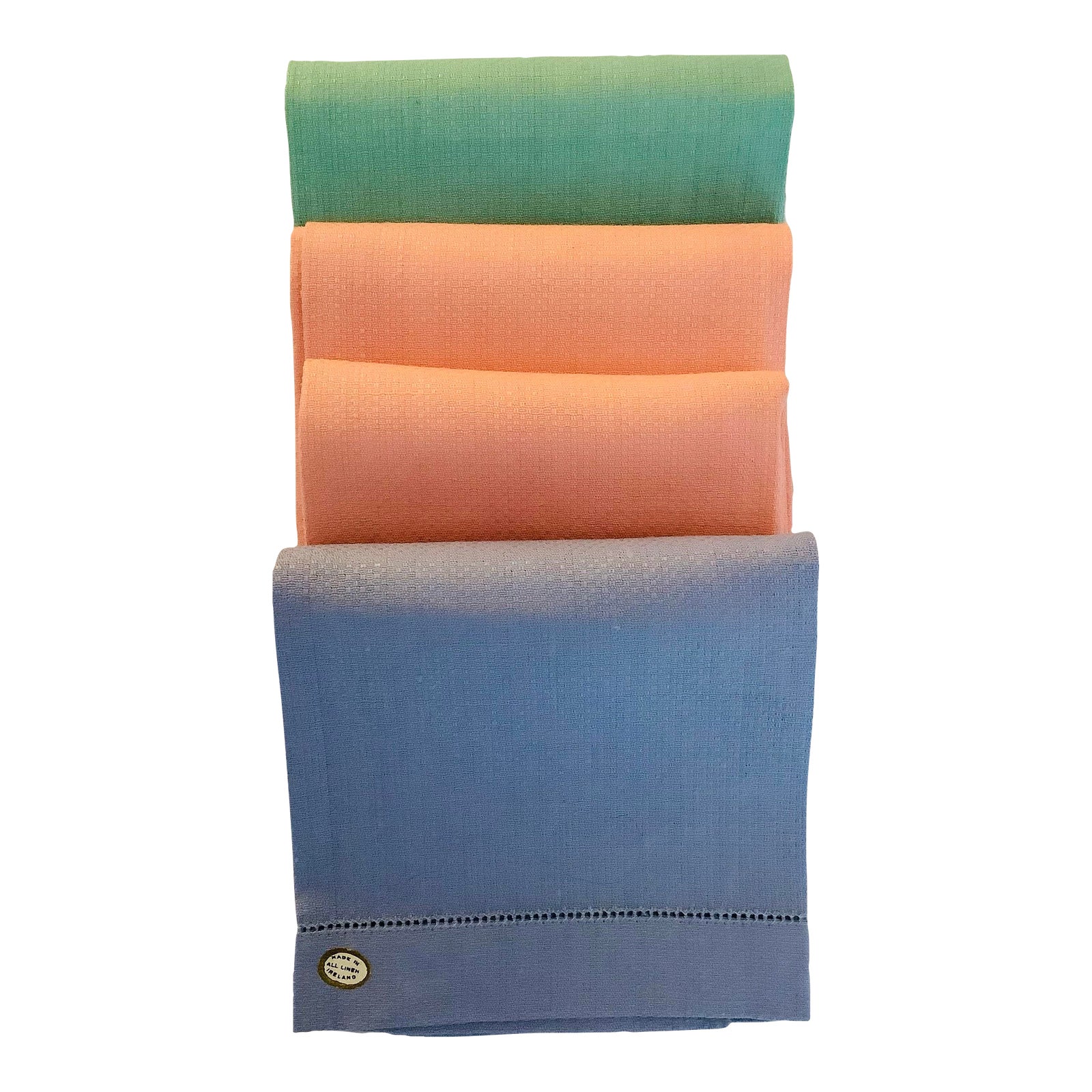 Irish Linen Hand Towels, 2 Pink, 1 Green, 1 Lavender With Original ...