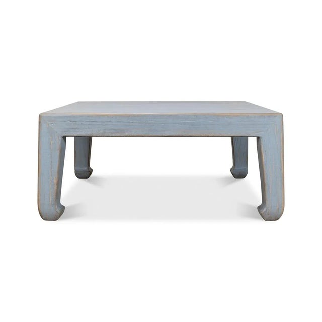 Blue Pine Wood Coffee Table | Chairish