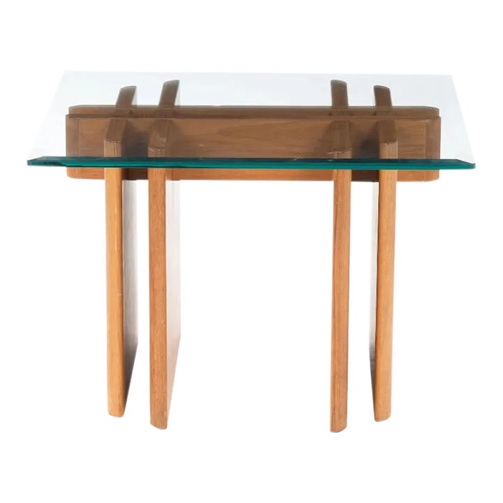 Danish Mid-Century Glass Top Side Table in the Style of Gustav Gaarde ...