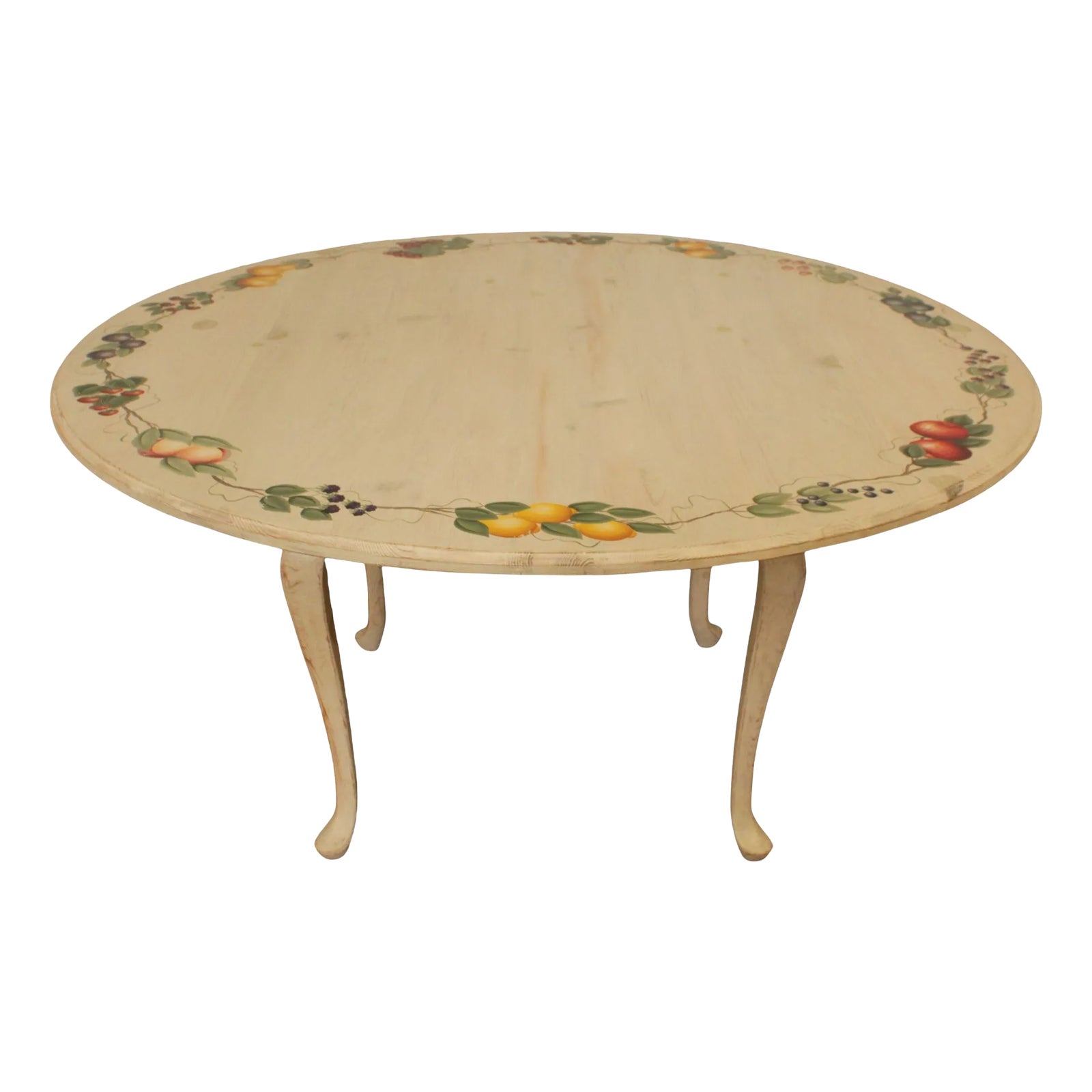 Custom Quality Hand Painted Pine Round Dining Table | Chairish