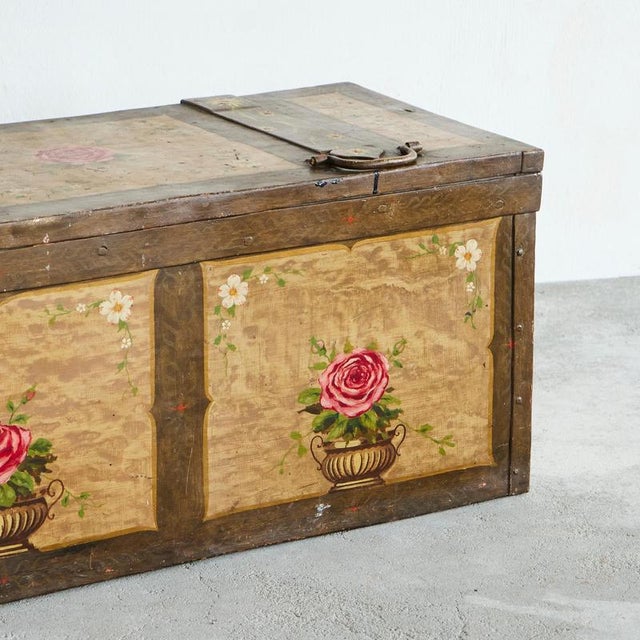 Late 19th Century Folk Art Chest in Iron, 1920s | Chairish