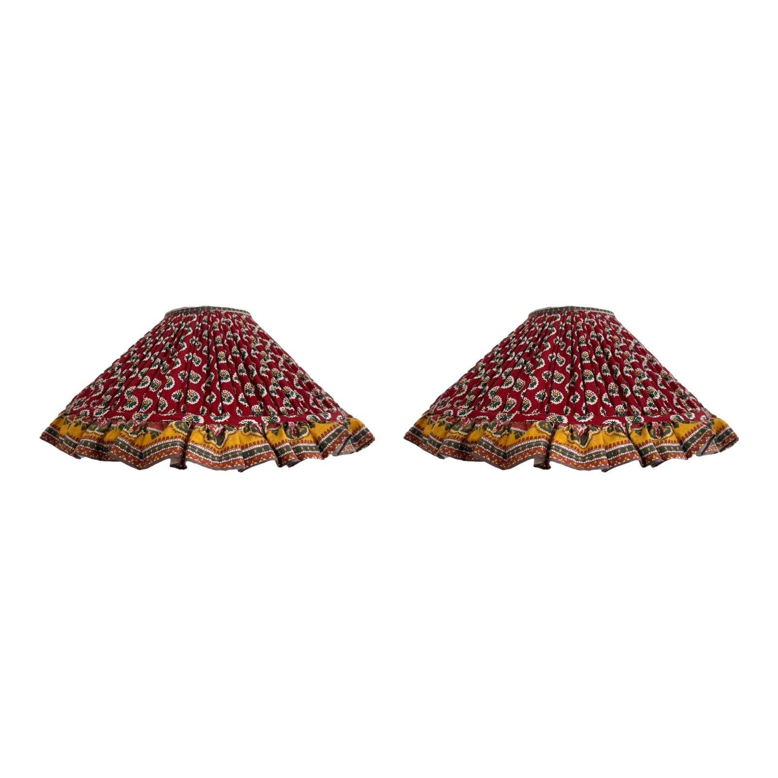 Set of Two Vintage Pleated Ruffled Lamp Shades | Chairish
