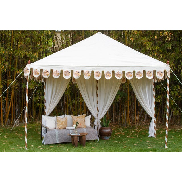 Large Marigold Blockprint Indian Canopy Tent | Chairish