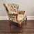 Vintage Woven English Botanical Curved Wingback Chair | Chairish