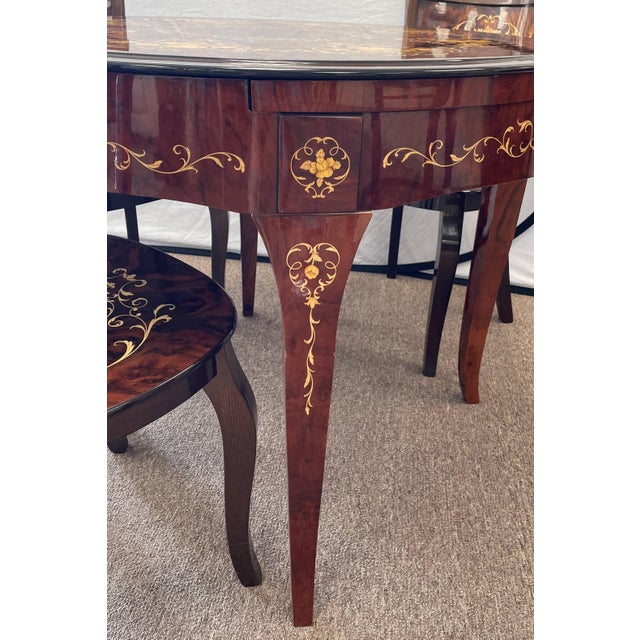 Italian Marquetry Inlay Mariorita Games Table With 4 Chairs | Chairish