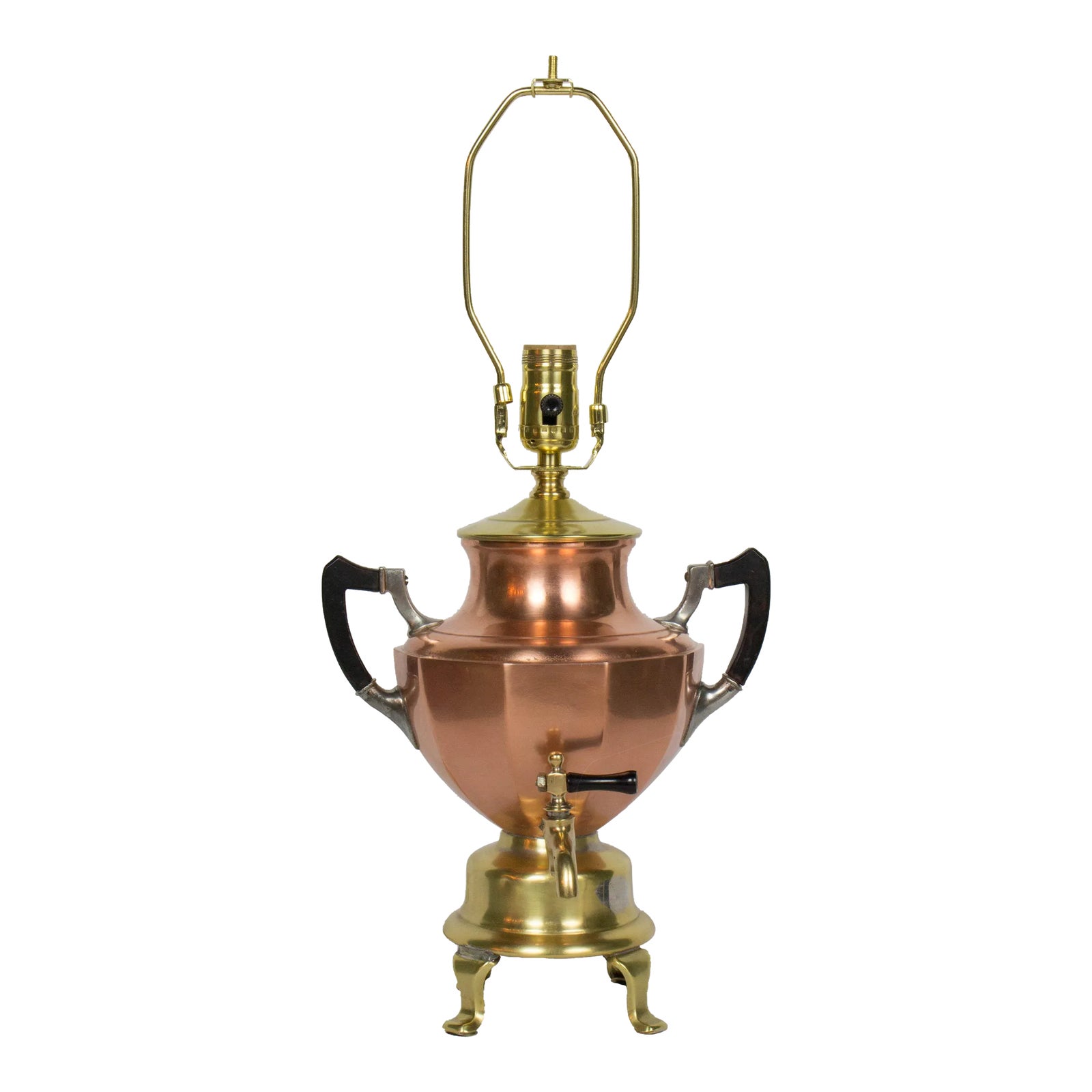 Early 20th Century Brass and Copper Samovar Lamp | Chairish