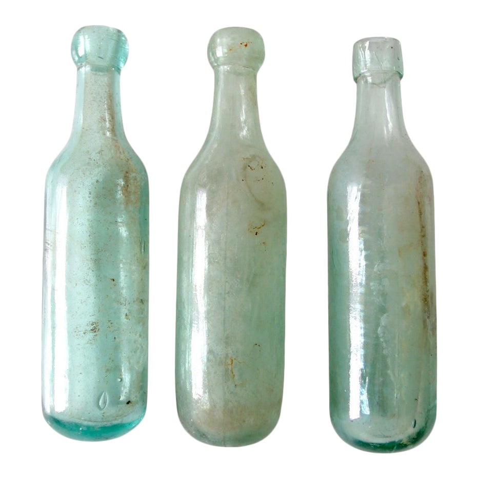 Antique Round Bottom Bottles - Set of 3 | Chairish