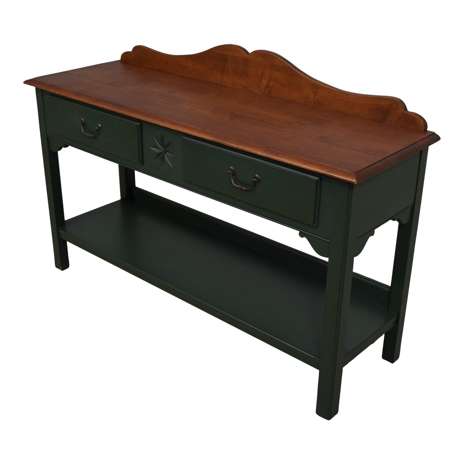 Ethan Allen Country Green Painted Console Table | Chairish