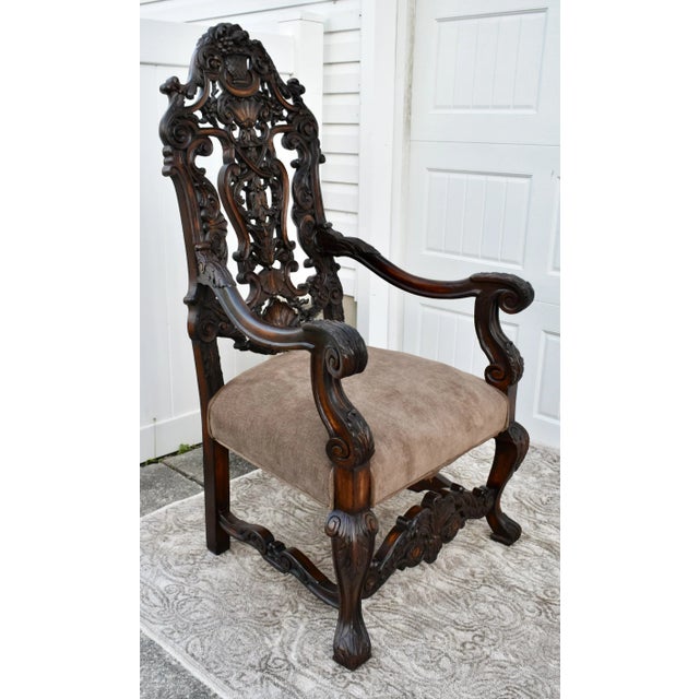 Antique Carved Walnut French Baroque Style High Back Throne Back Chair ...