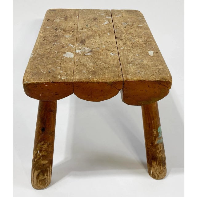 Vintage Primitive Split Wood Log Stool | Chairish