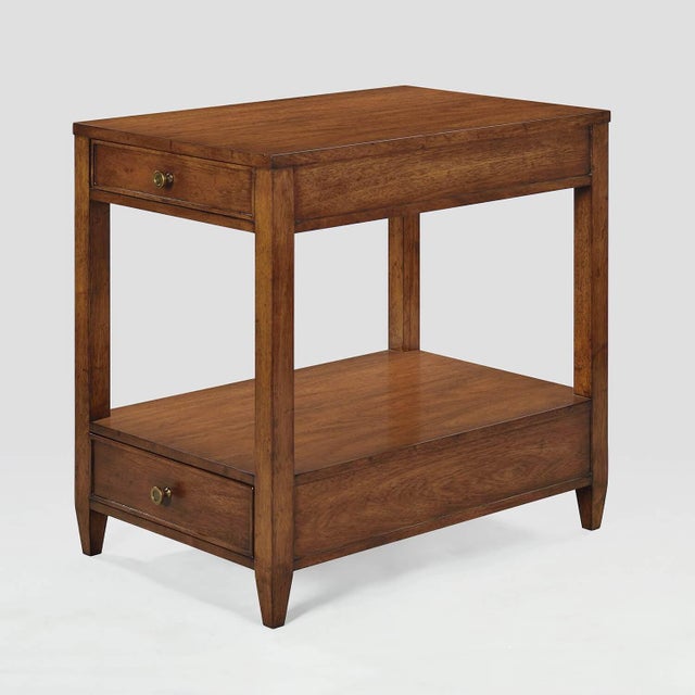Classic Walnut Finish Narrow Side Table | Chairish