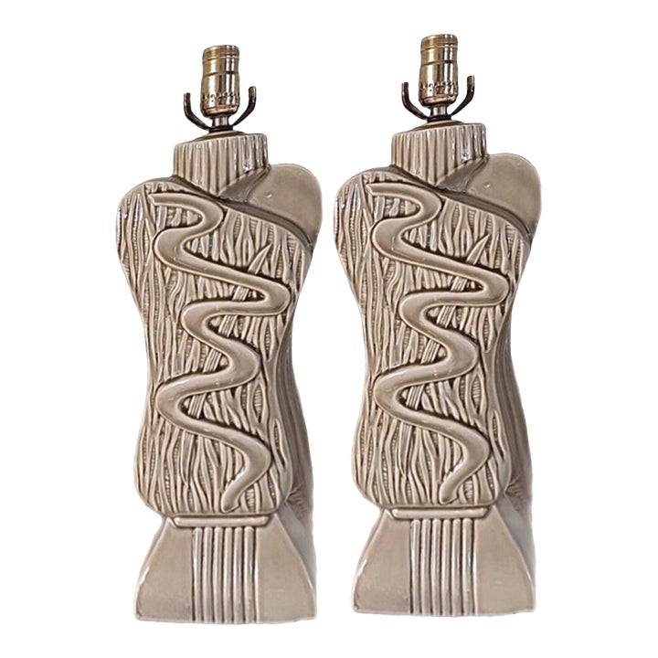 40s Pair Phil-Mar Style Art Deco Mid Century Modern Abstract Ceramic ...