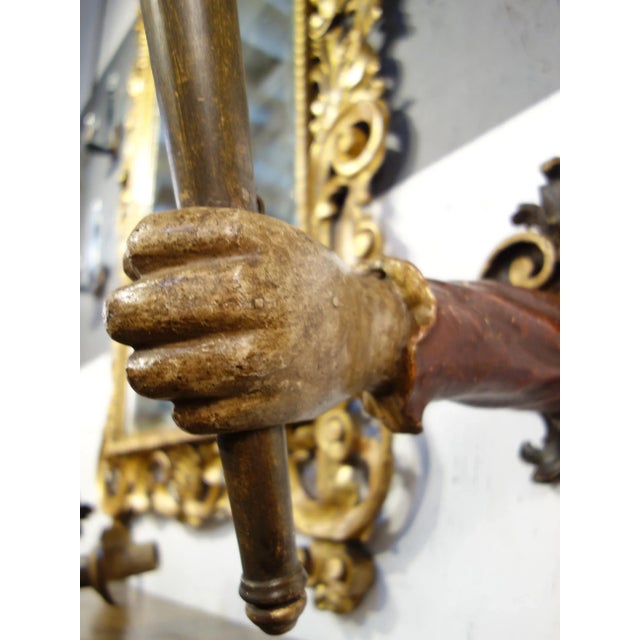 18th Century Louis XV Venetian Painted Wood Torch Sconces with Gilt ...