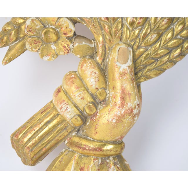 Antique Carved Gilt Wood Hands With Sheaf Wheat - A Pair | Chairish