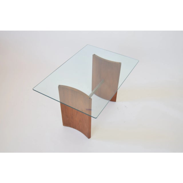Mid 20th Century Vladimir Kagan Walnut and Glass End Table | Chairish