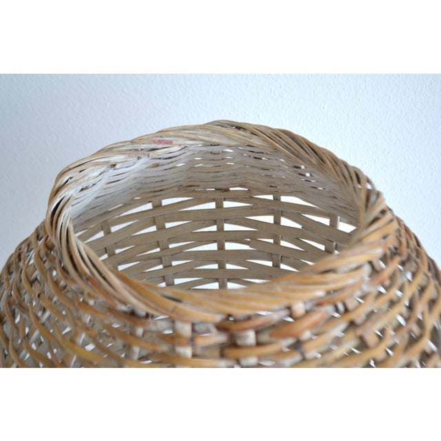 Sculptural Whitewashed Woven Rattan Basket | Chairish