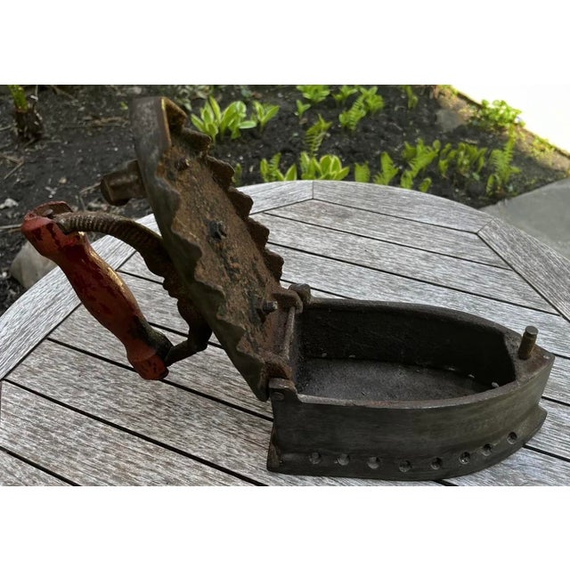 Antique Coal Iron With Wooden Handle | Chairish