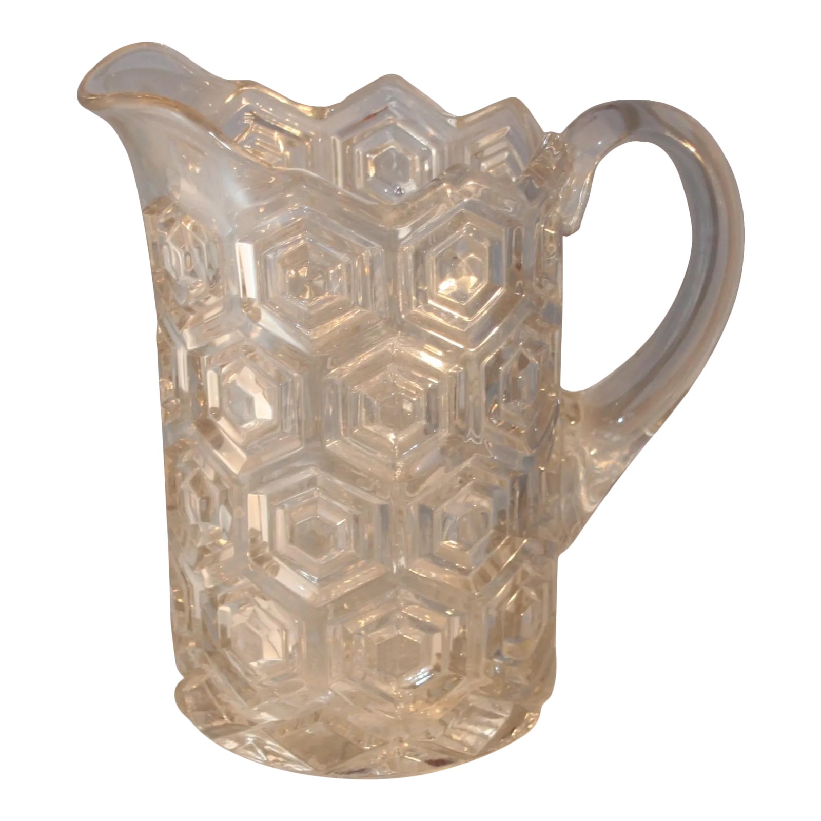 Late 19th Century Dalzell Gilmore Hexagon Bullseye Pattern Glass ...