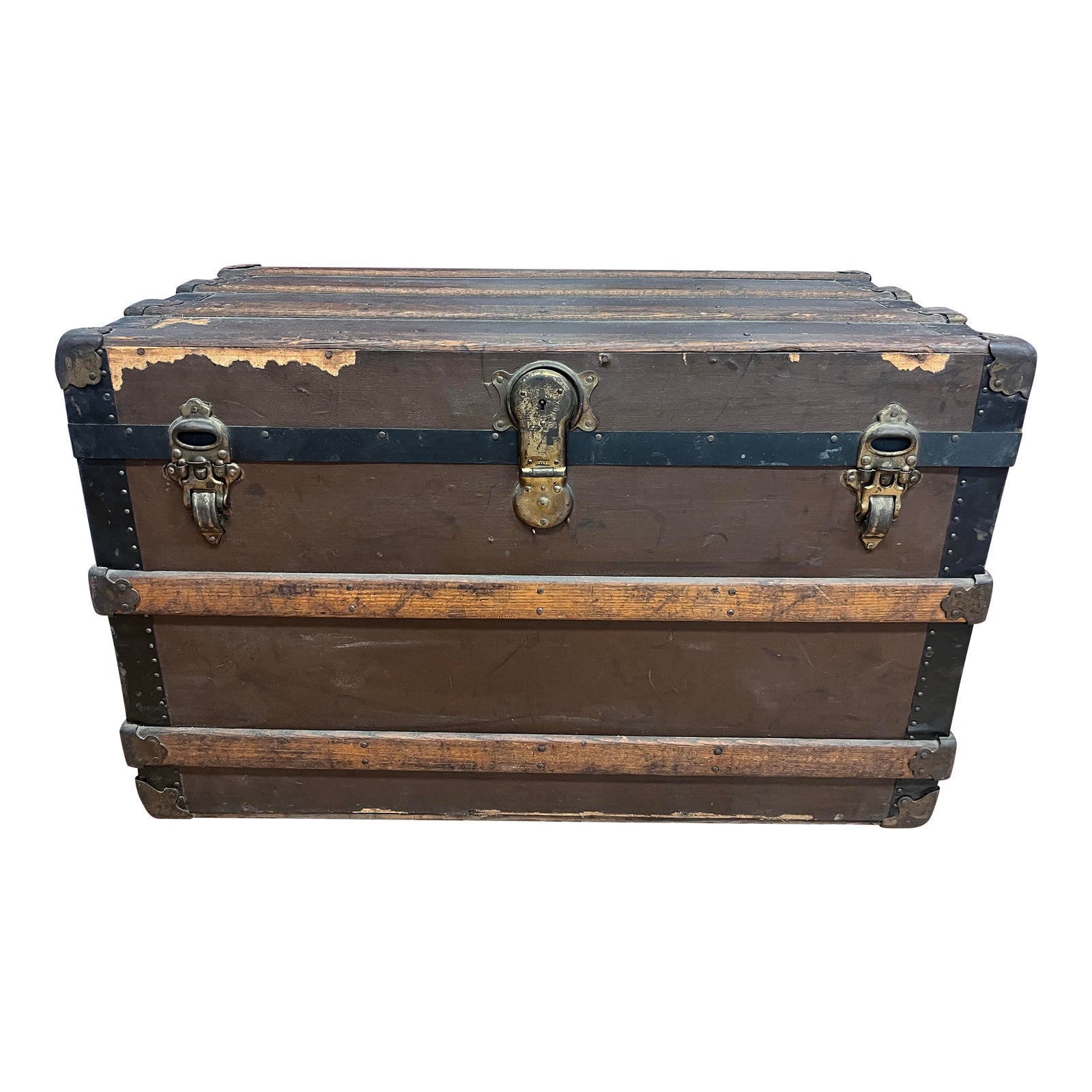 Early 20th Century Antique Wood Steamer Trunk | Chairish