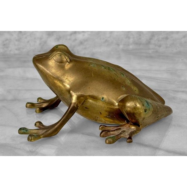Vintage Traditional Brass Frog Sculpture - 6" | Chairish
