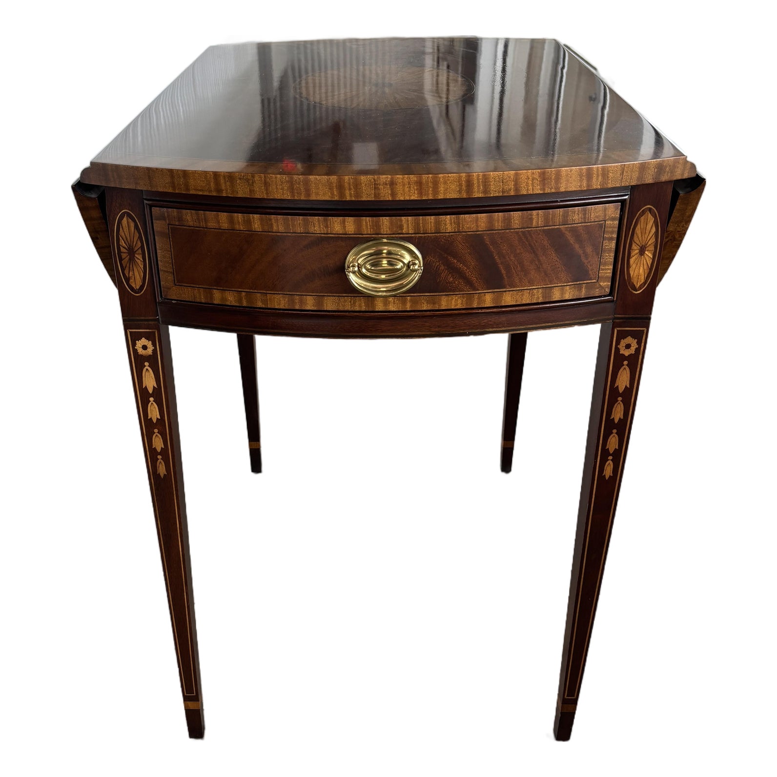 1980s Mahogany Hepplewhite Style Pembroke Table | Chairish