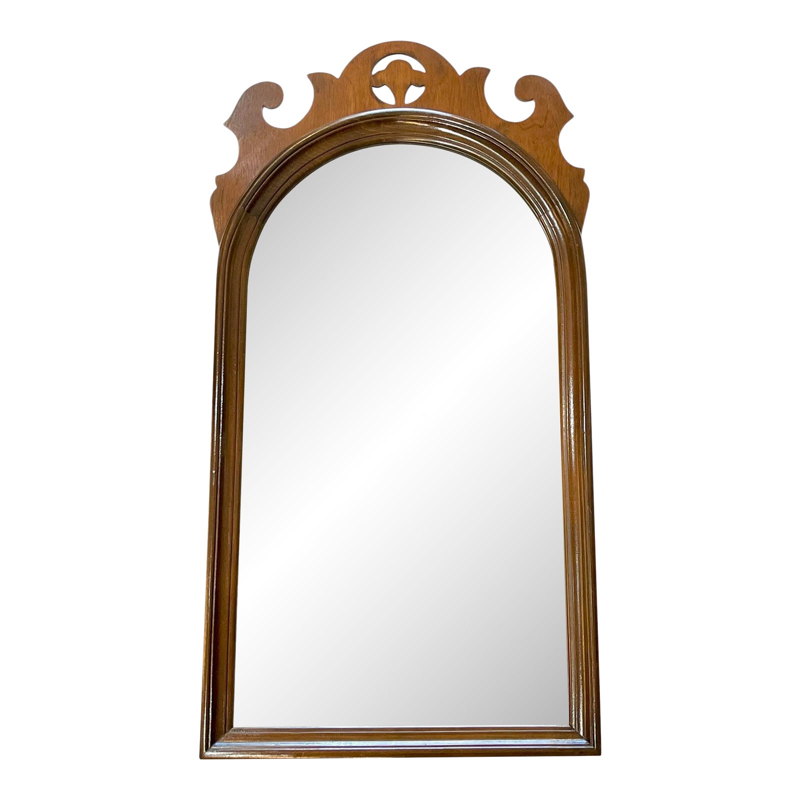 Vintage Mahogany Queen Anne Style Mirror | Chairish