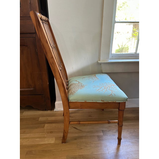Late 20th Century Faux Bamboo Lenoir Side Chair With Thibaut “Coral ...